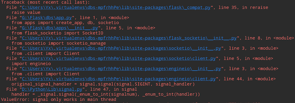 Flask-SocketIO 启动报错 ValueError: signal only works in main thread - Steak Overcooked - 代码厨房