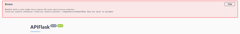 apiflask的output里schema传递None的时候，swagger报错 - APIFlask - 代码厨房